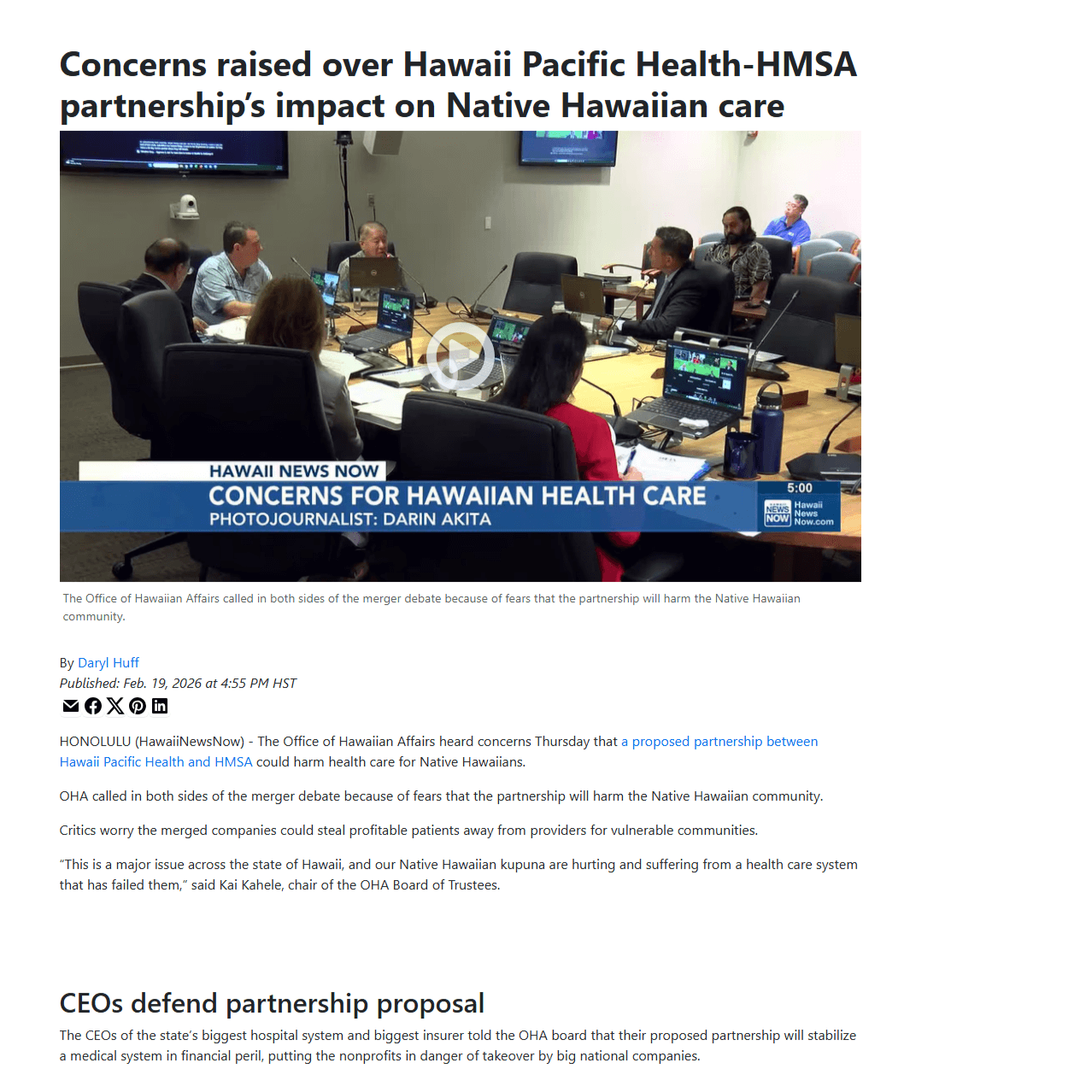 Hawaiʻi Health Care Merger – The Queen′s Health Systems